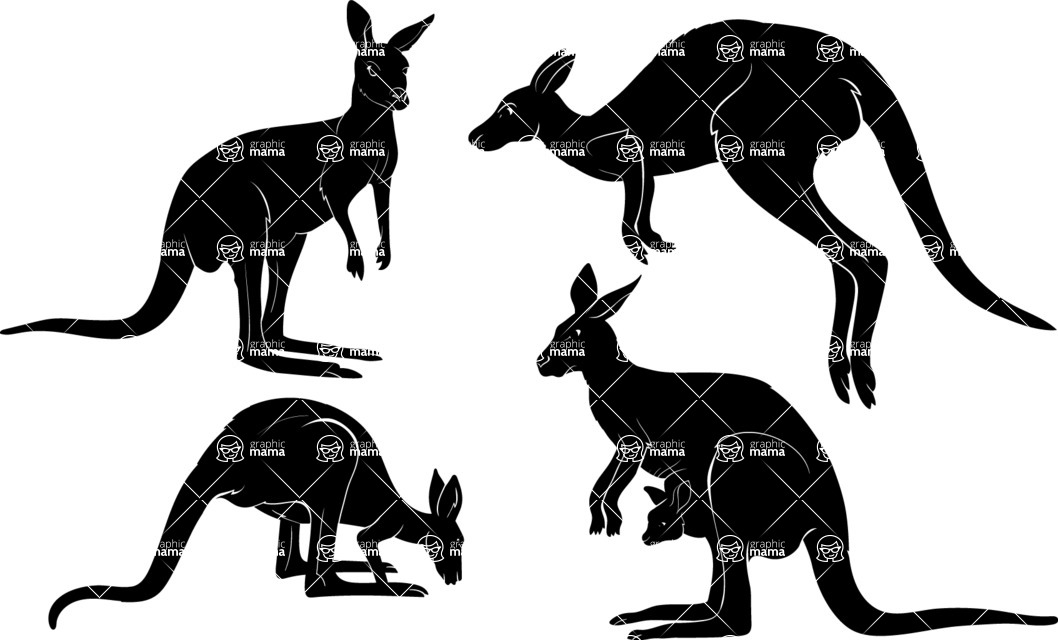 1000 Vector Silhouettes Mega Bundle Vector Kangaroo Silhouettes Set Graphicmama 